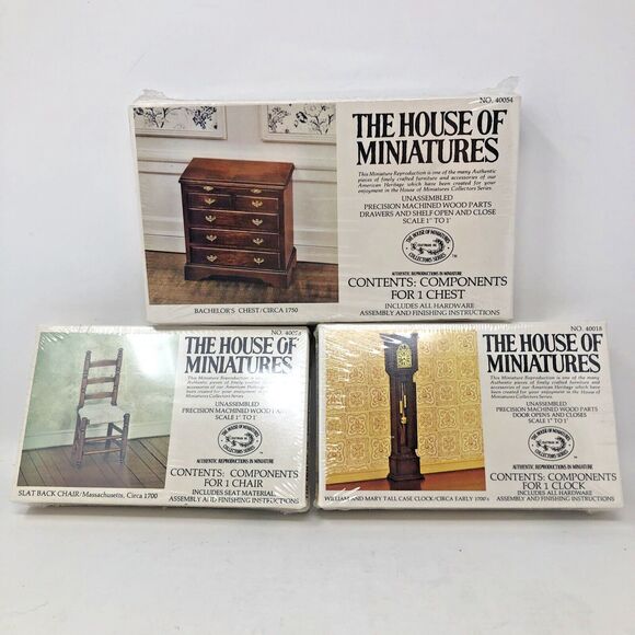 X-Acto | Toys | Lot Of 3 The House Of Miniatures Dollhouse Kits Chair ...